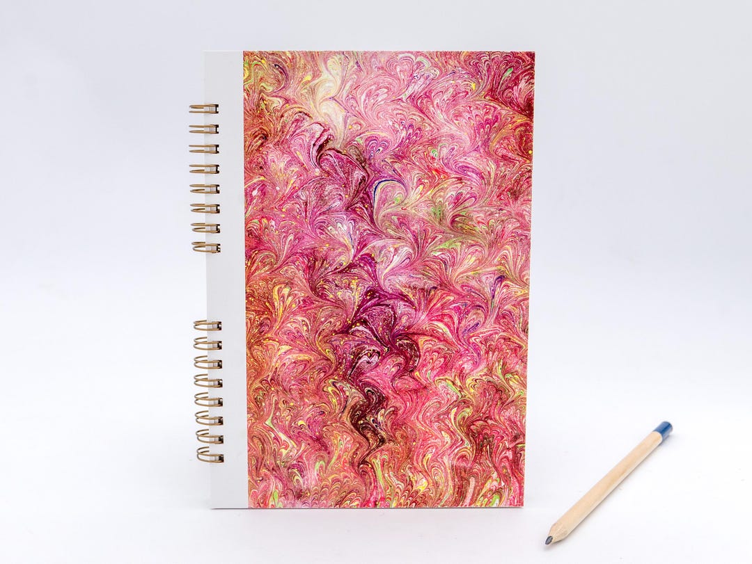 Illustrated Notebook With Artisanal Marbled Paper 4 - Elegant Parisian ...