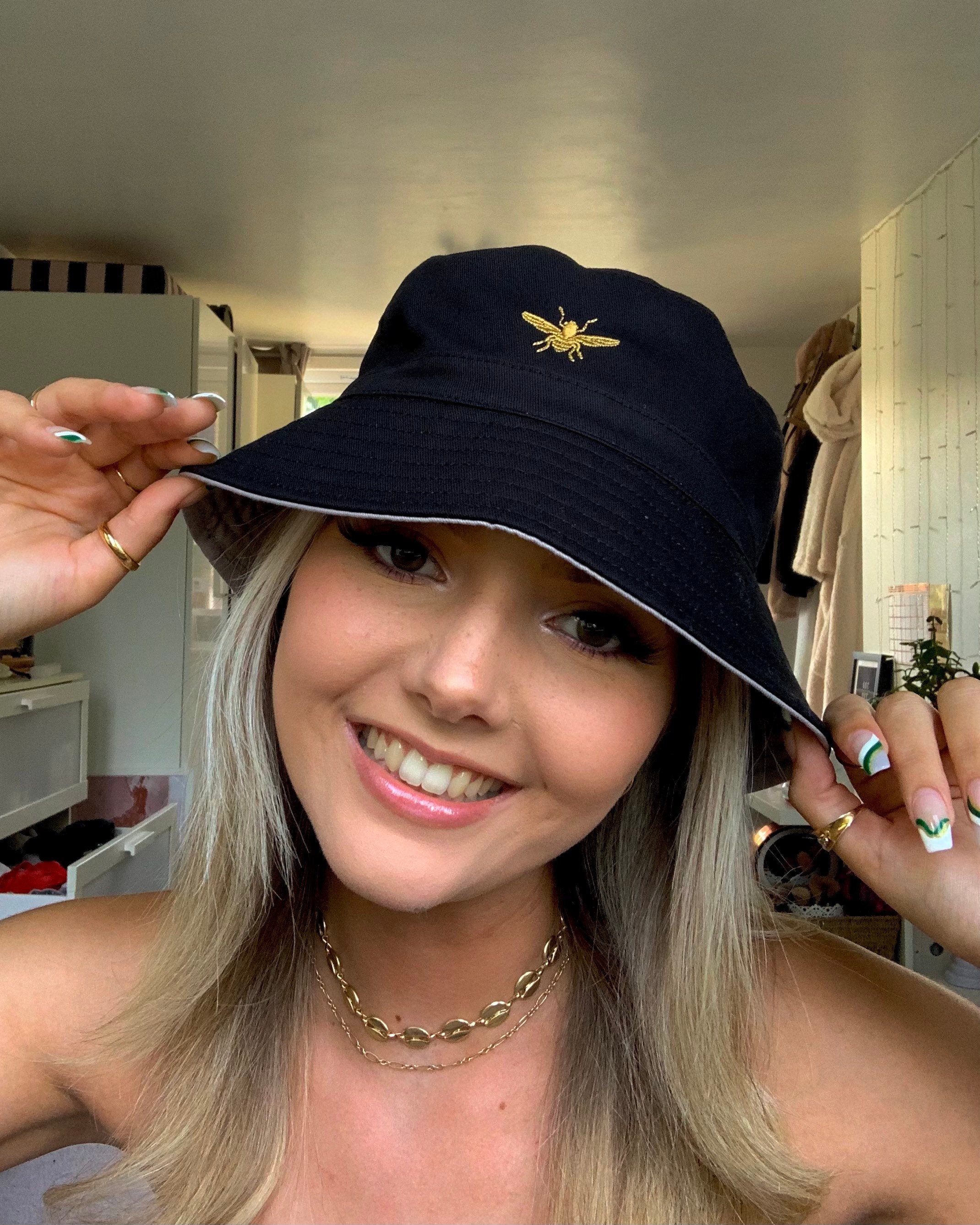 Bee Embroidered Bucket Hat // Unisex Festival/rave Hat in Olive/beige ...