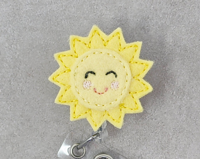 Yellow Felt Sunshine Retractable Badge Holder, Sun Badge Holder, Summer ...