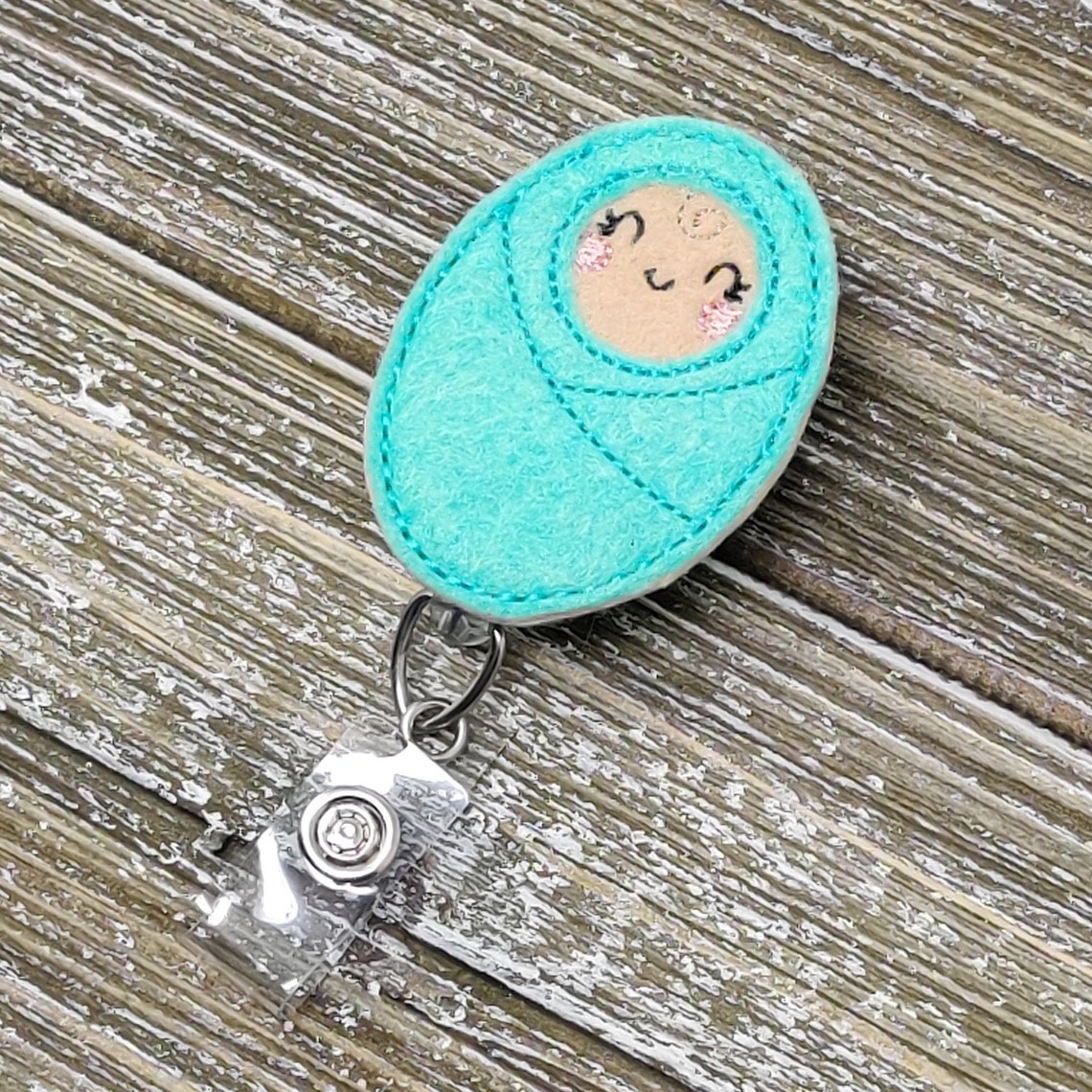 Aqua Felt Swaddled Baby Badge Holder Baby Bundle Badge | Etsy