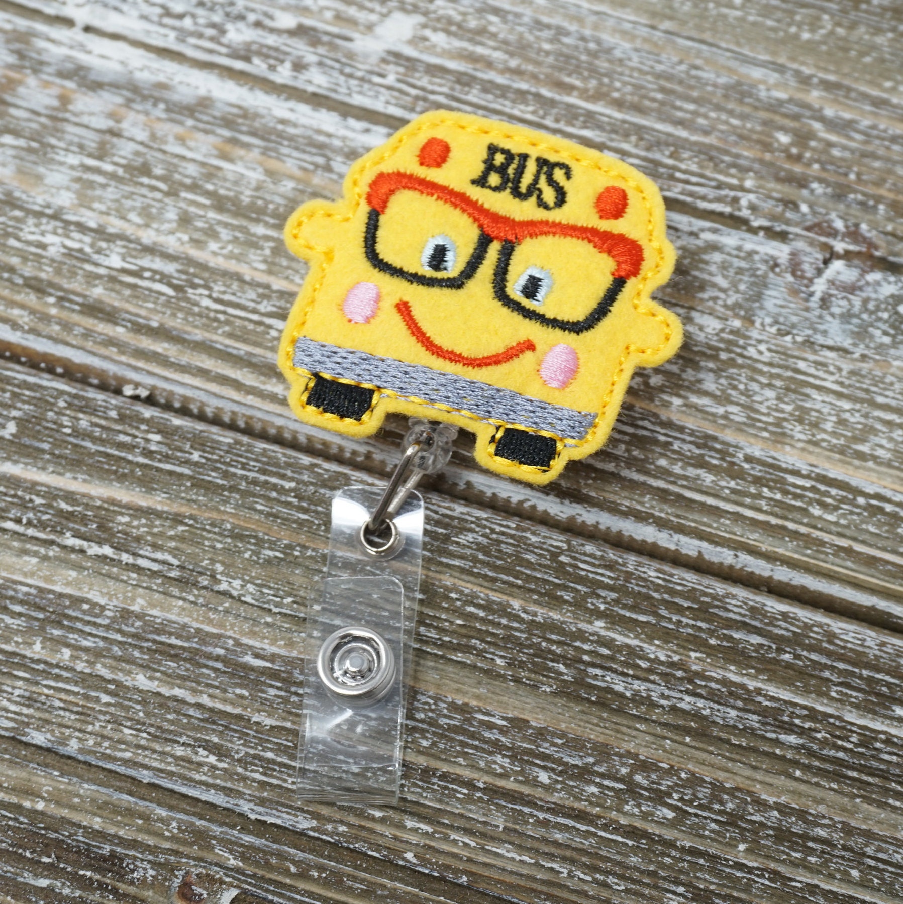 Happy School Bus Badge Holder Bus Driver Badge Holder | Etsy