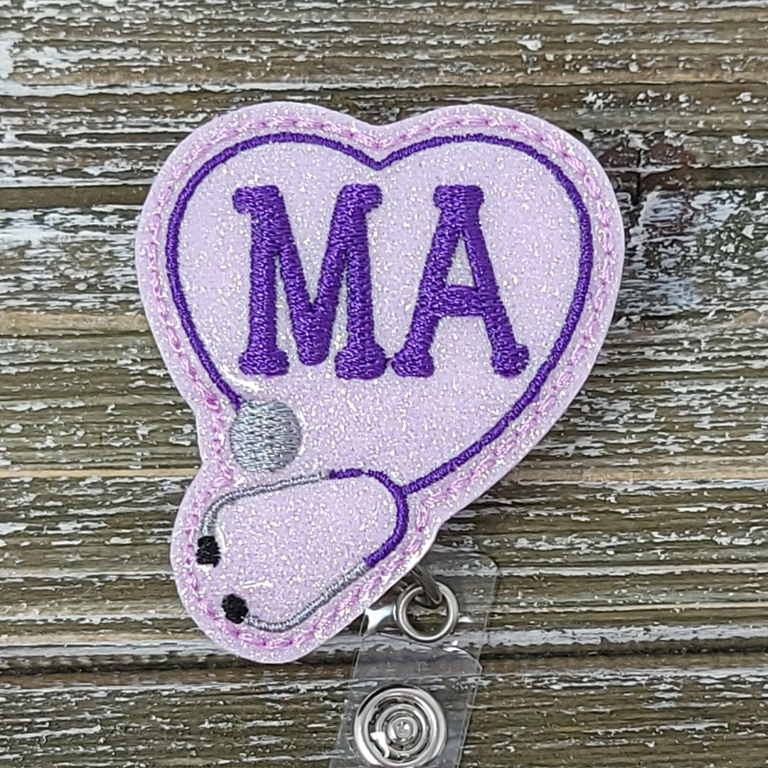 Lavender Glitter Vinyl Medical Assistant Badge Holder, Medical ...
