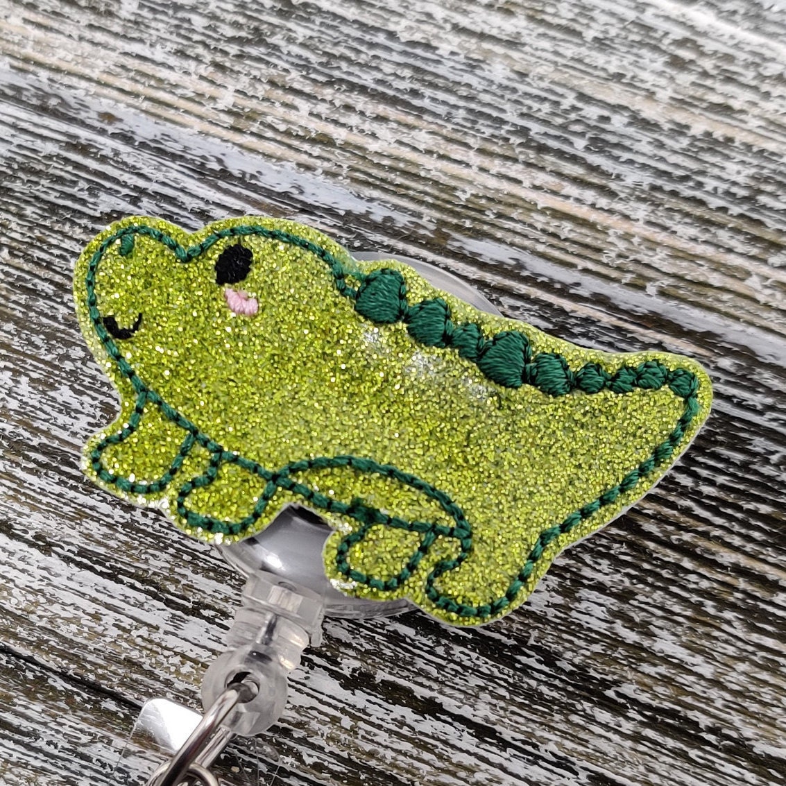 Green Glitter Alligator Badge Holder Green Alligator Badge | Etsy
