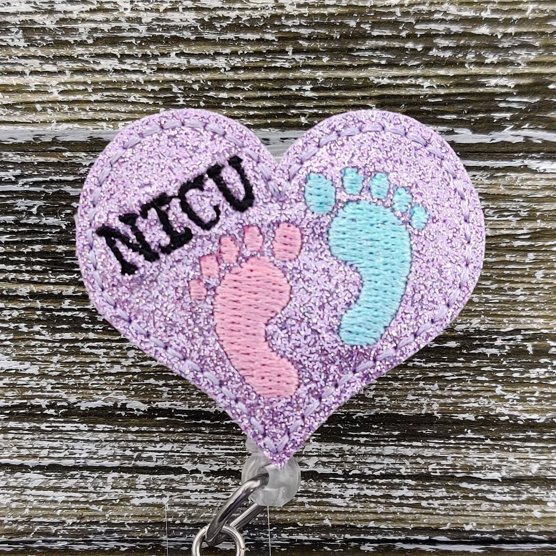 Lavender NICU Heart Badge Holder NICU Heart Badge Holder | Etsy