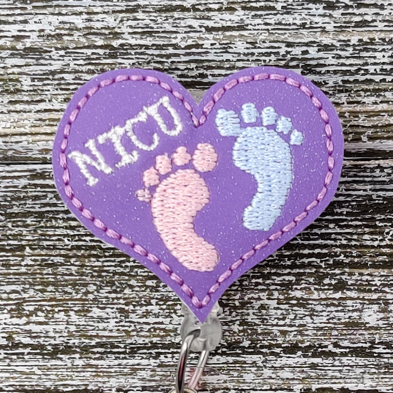 Purple Glistening NICU Heart Badge Holder NICU Heart Badge | Etsy