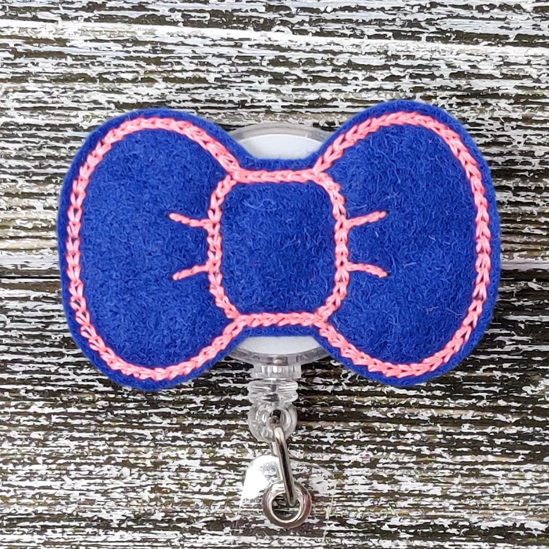 Royal and Pink Felt Bow Badge Holder Royal Blue Bow Badge - Etsy