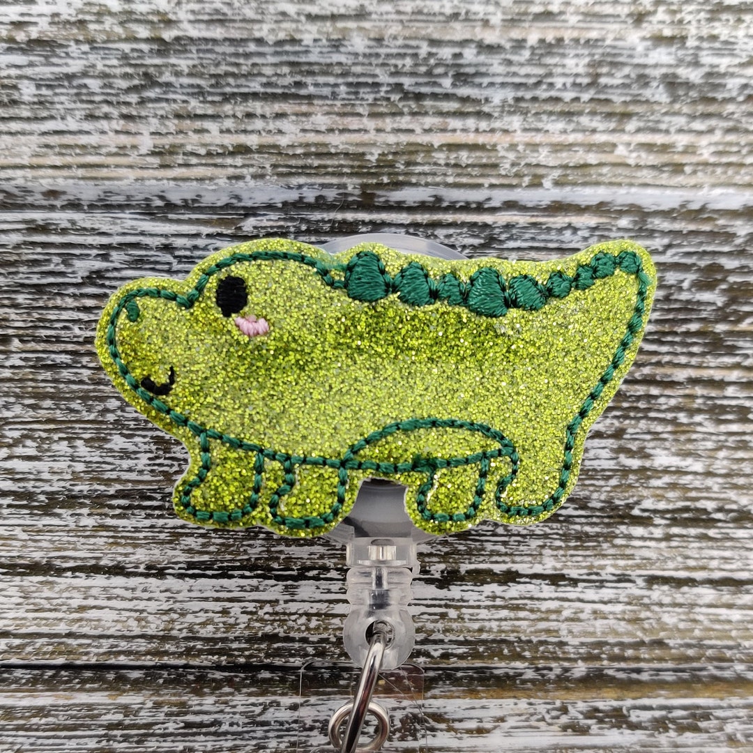 Green Glitter Alligator Badge Holder Green Alligator Badge - Etsy