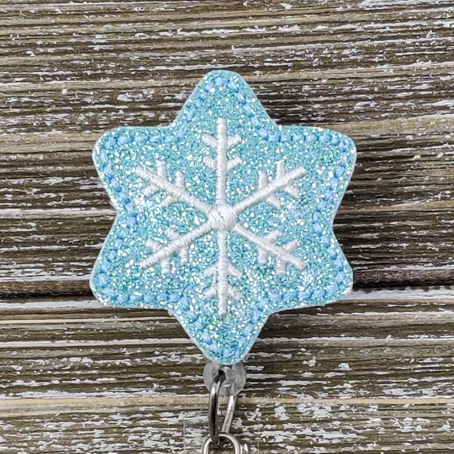 Aqua Glitter Vinyl Snowflake Badge Holder Vinyl Snowflake | Etsy
