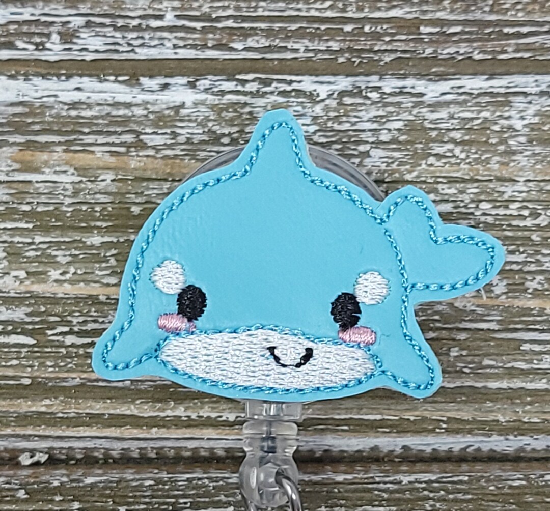 Light Blue Marine Vinyl Whale Badge Holder Light Blue Whale - Etsy
