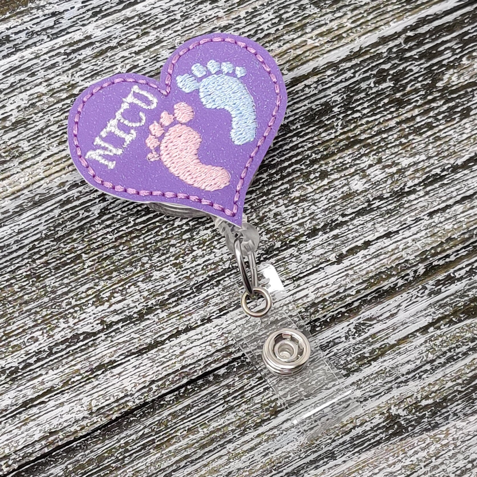 Purple Glistening NICU Heart Badge Holder NICU Heart Badge | Etsy