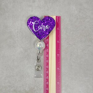 Customizable Glitter Resin Heart Badge Holder, Monogram Resin Heart ...