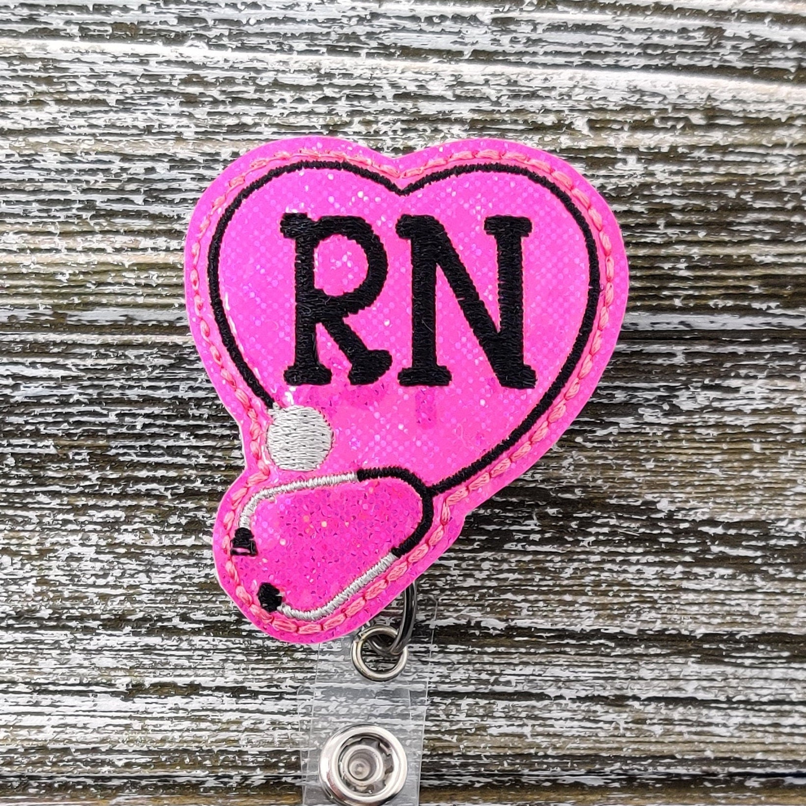 Bright Pink Holographic Glitter Vinyl RN Badge Holder Pink RN | Etsy