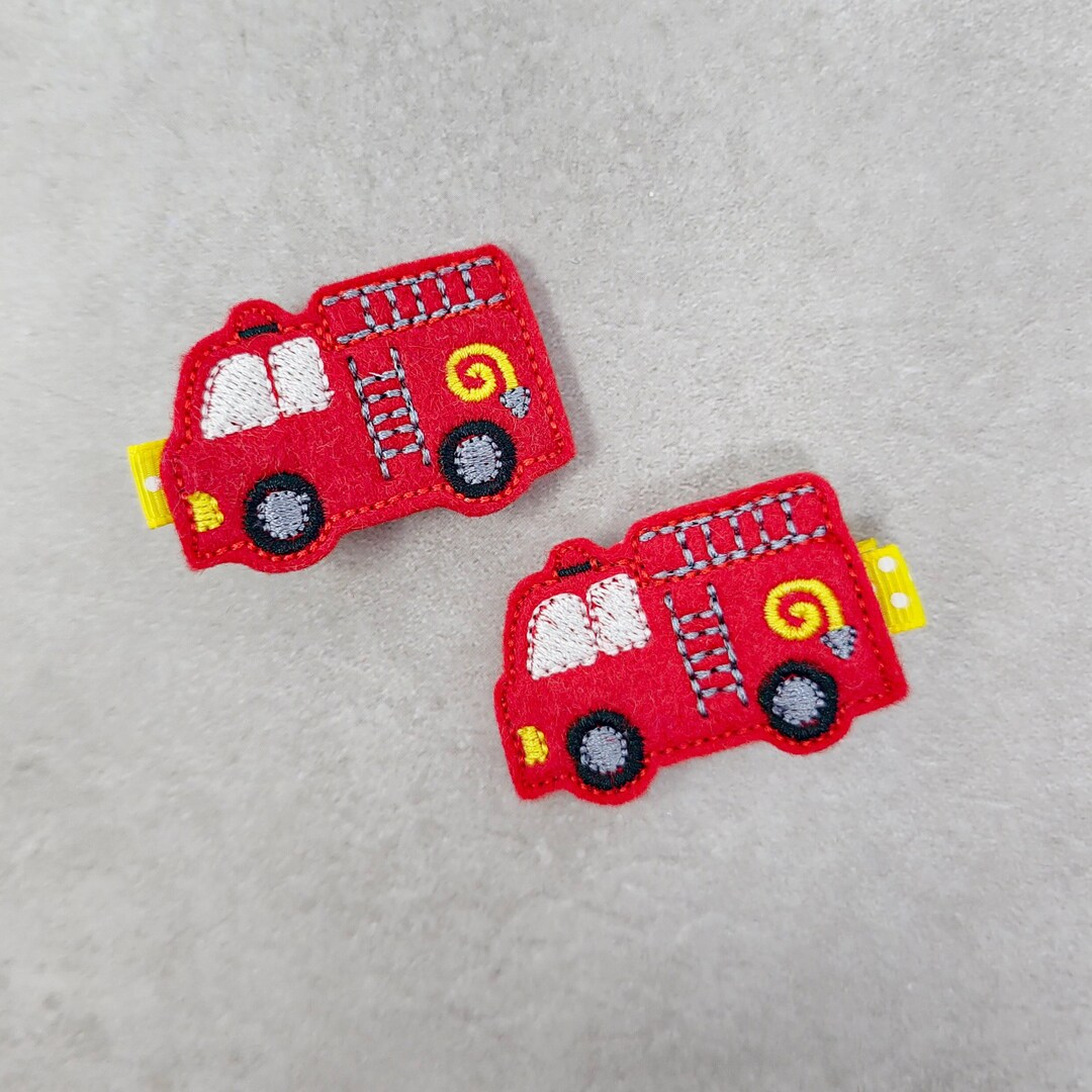 Red Fire Truck Hair Clips, Fire Truck Hair Barrettes, Fire Truck ...