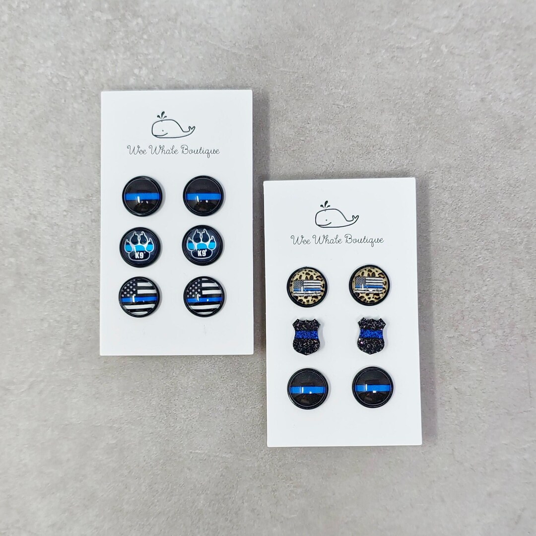 Thin Blue Line Stud Earrings, Police Wife Stud Earrings, Police Stud ...