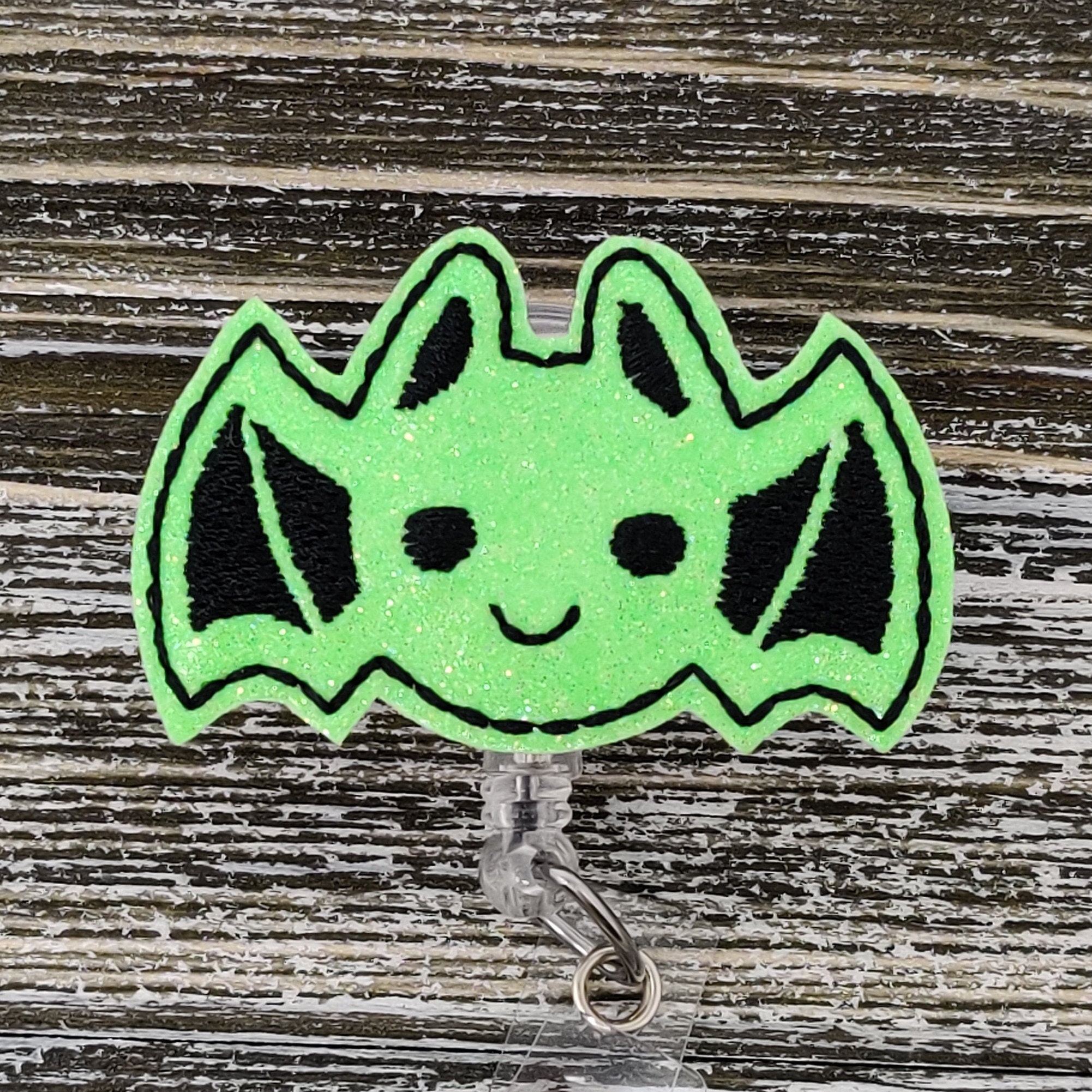 Bright Green Glitter Vinyl Bat Badge Holder Green Bat Badge | Etsy