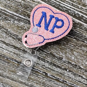 Pink Glitter Nurse Practitioner Badge Holder, Nurse Practitioner Badge ...