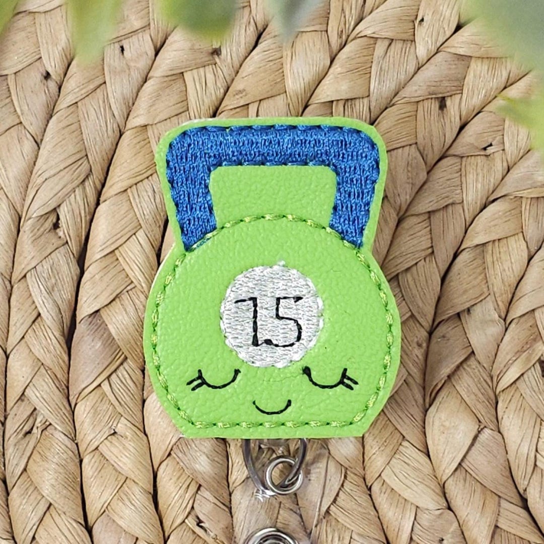 Green and Blue Vinyl Kettlebell Badge Holder, Kettlebell Badge Holder ...
