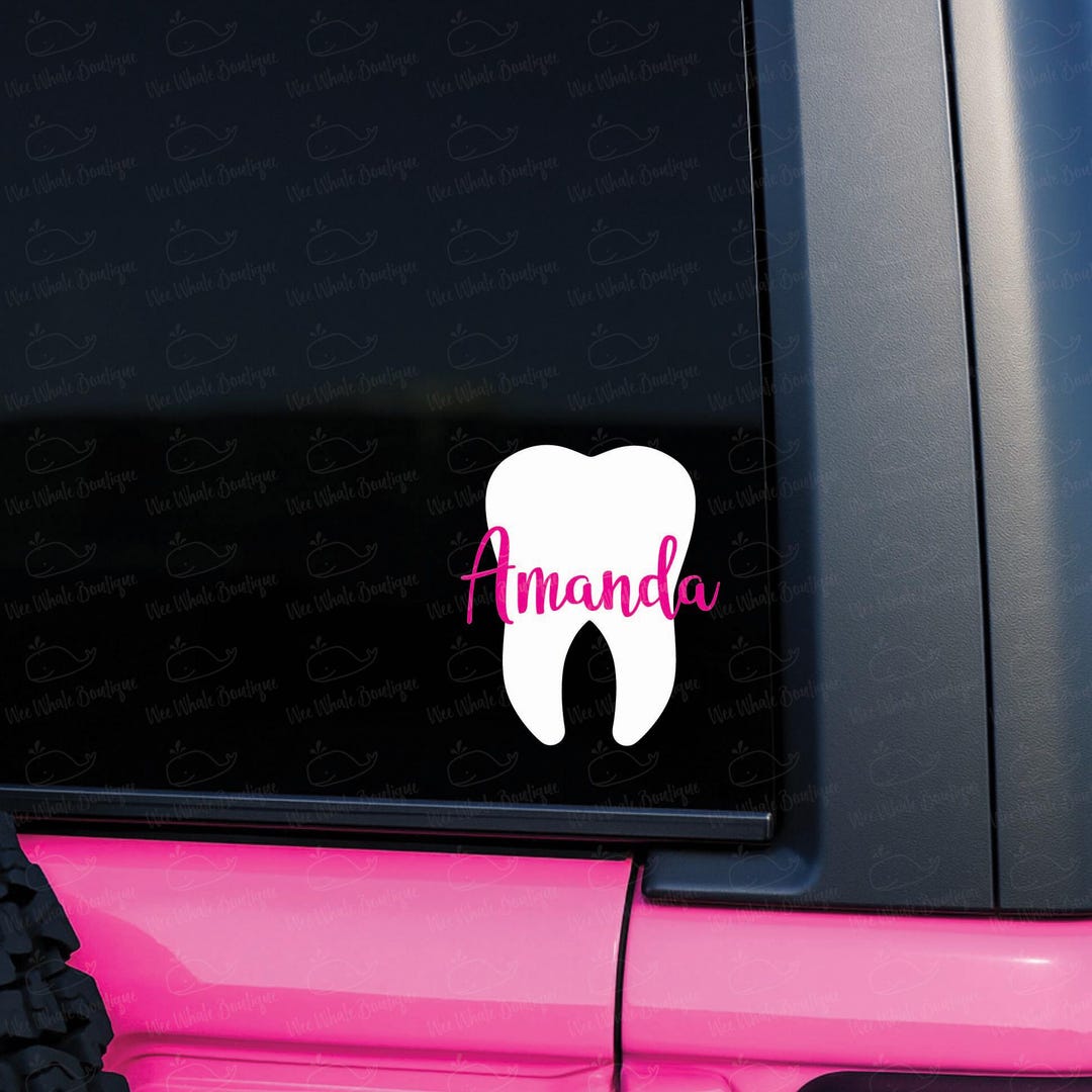 Tooth Monogram Outdoor Vinyl Decal, Dental Hygienist Monogram Decal ...