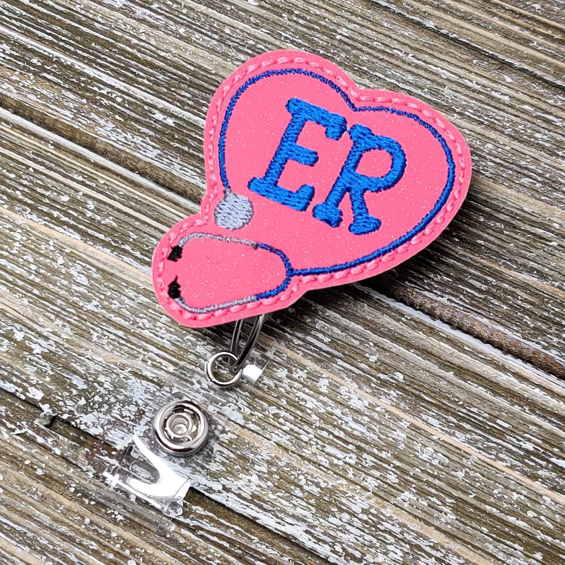 Pink and Blue ER Stethoscope Heart Badge Holder ER - Etsy