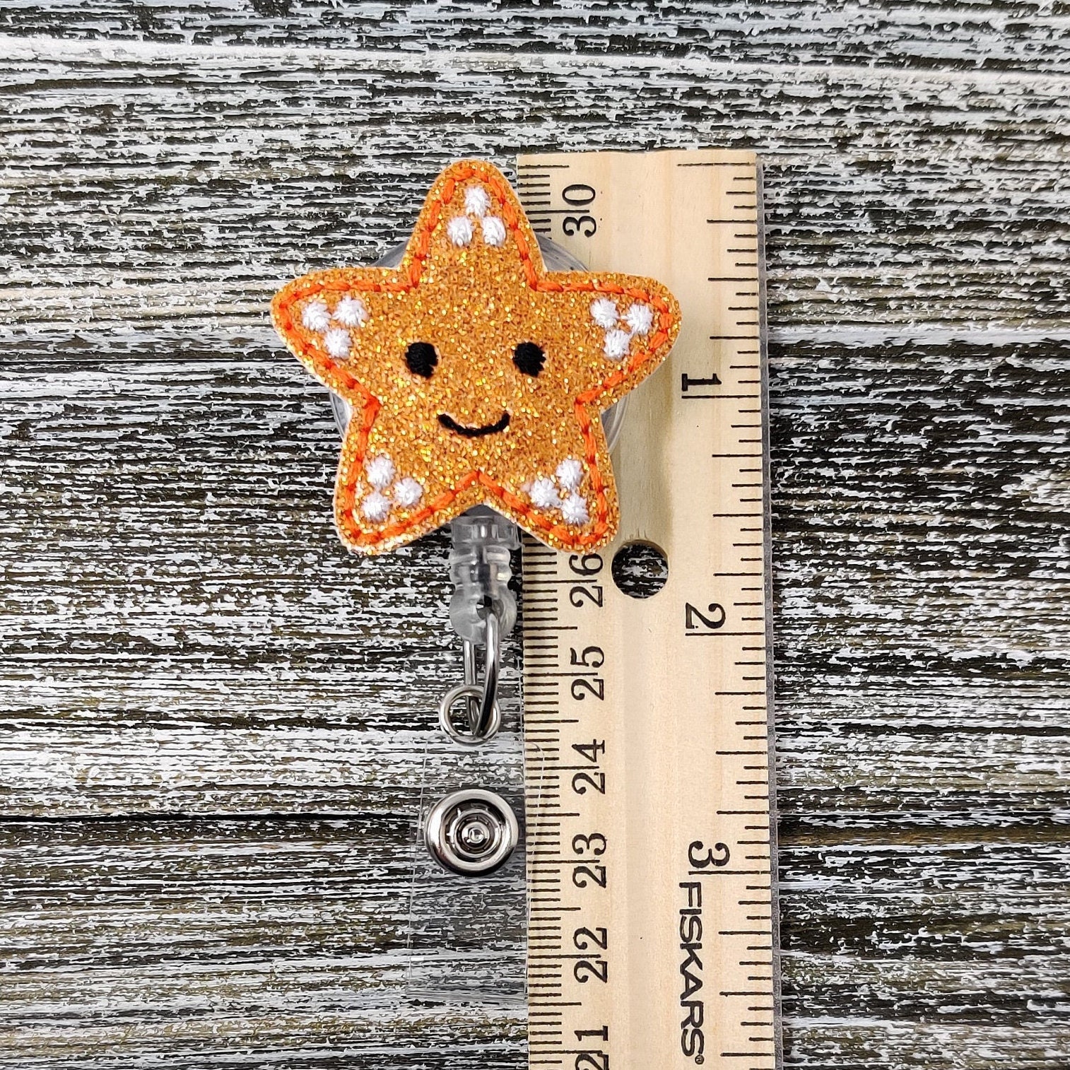 Orange Glitter Sea Star Badge Holder Sea Star Badge Reel | Etsy