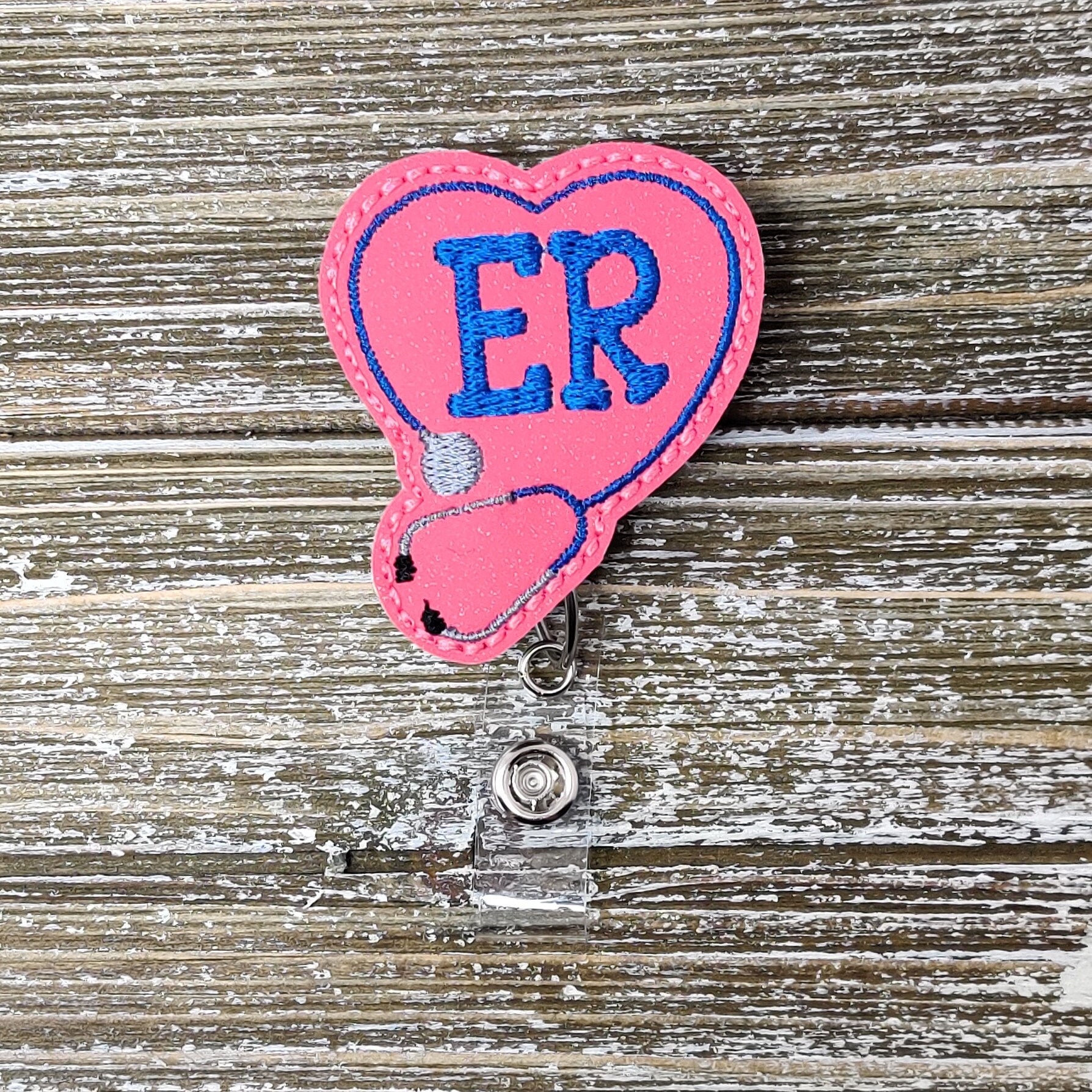 Pink and Blue ER Stethoscope Heart Badge Holder ER - Etsy