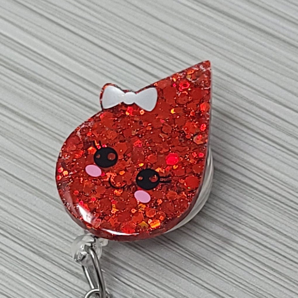Red Glitter Resin Blood Drop Badge Holder Blood Drop Badge - Etsy