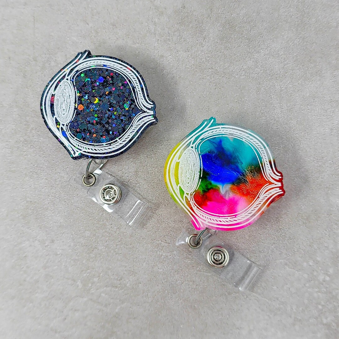 Glitter Resin Eyeball Badge Holder, Eye Badge Holder, Optometry Badge ...