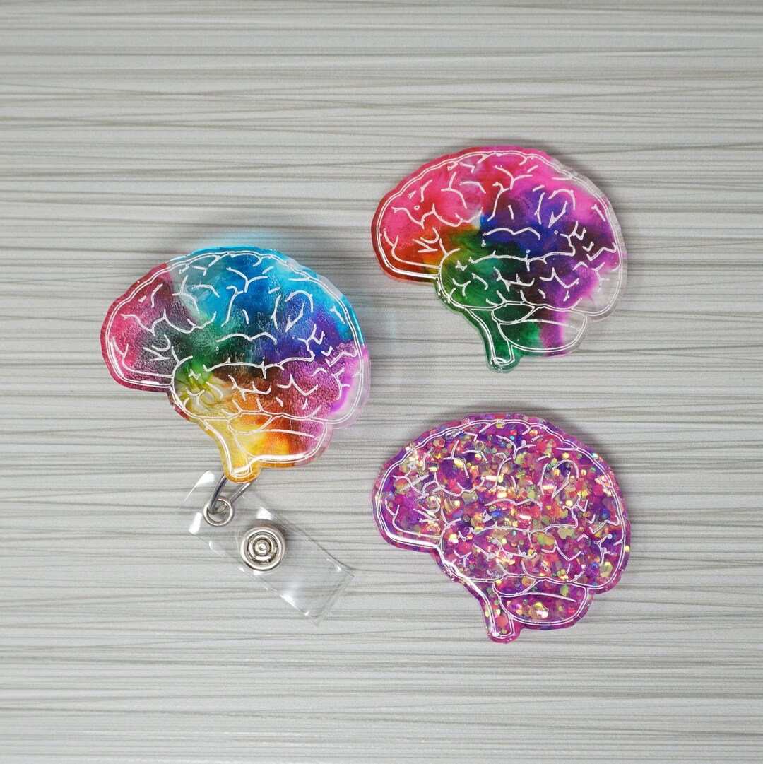 Multicolored Resin Brain Badge Holder Brain Badge Holder - Etsy