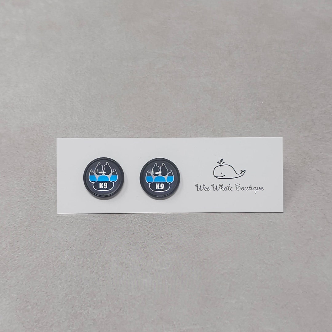 Thin Blue Line K9 Stud Earrings, K9 Officer Stud Earrings, Thin Blue ...