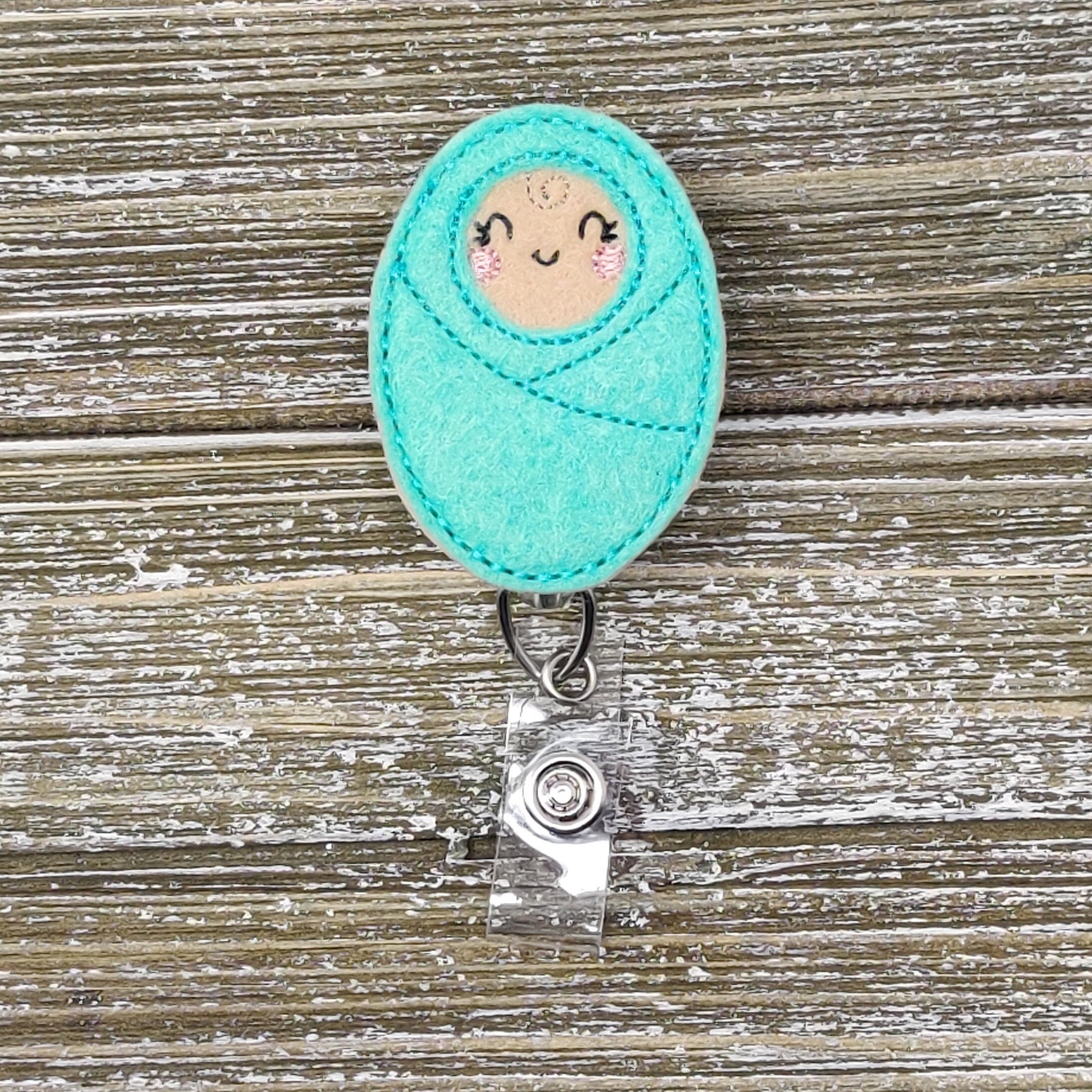 Aqua Felt Swaddled Baby Badge Holder Baby Bundle Badge | Etsy