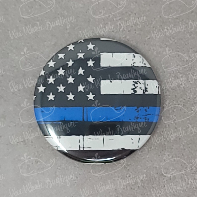 Thin Blue Line Distressed Flag Badge Holder Thin Blue Line - Etsy