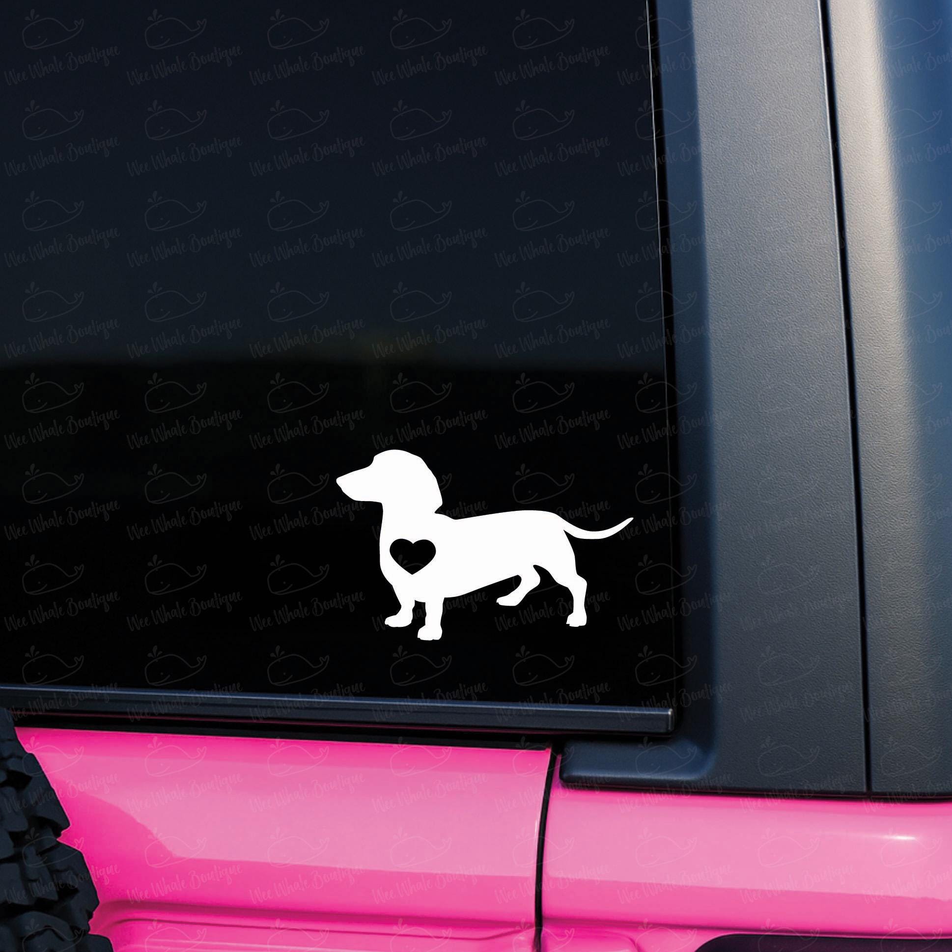 Dachshund With Heart Vinyl Decal, Dachshund Decal, Customizable ...
