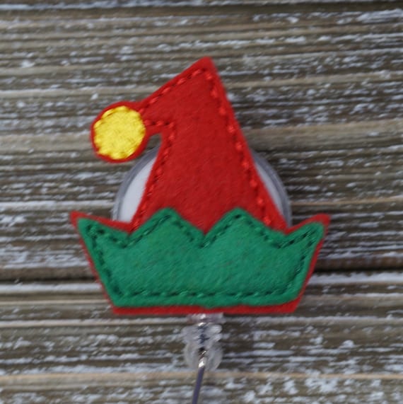 Elf Hat Retractable Badge Reel Holiday Badge Holder Elf Hat | Etsy