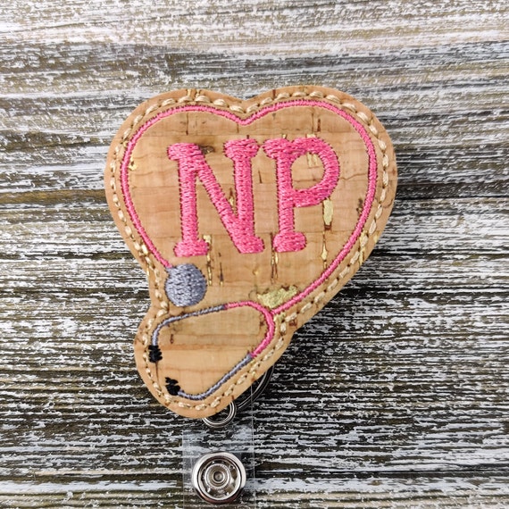 Cork And Pink Nurse Practitioner Badge Holder Cork Nurse | Etsy