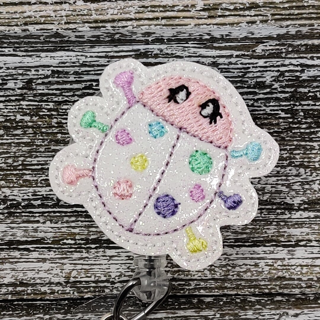 White Glitter Vinyl Rainbow Bug Badge Holder, Rainbow Bug Badge Holder ...