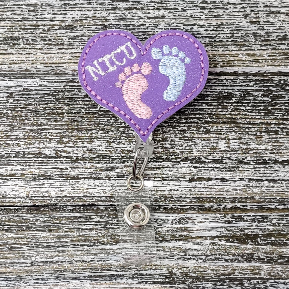 Purple Glistening NICU Heart Badge Holder NICU Heart Badge | Etsy