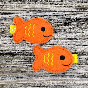 Orange and Yellow Fish Hair Clips, Goldfish Alligator Hair Clips, Fish ...