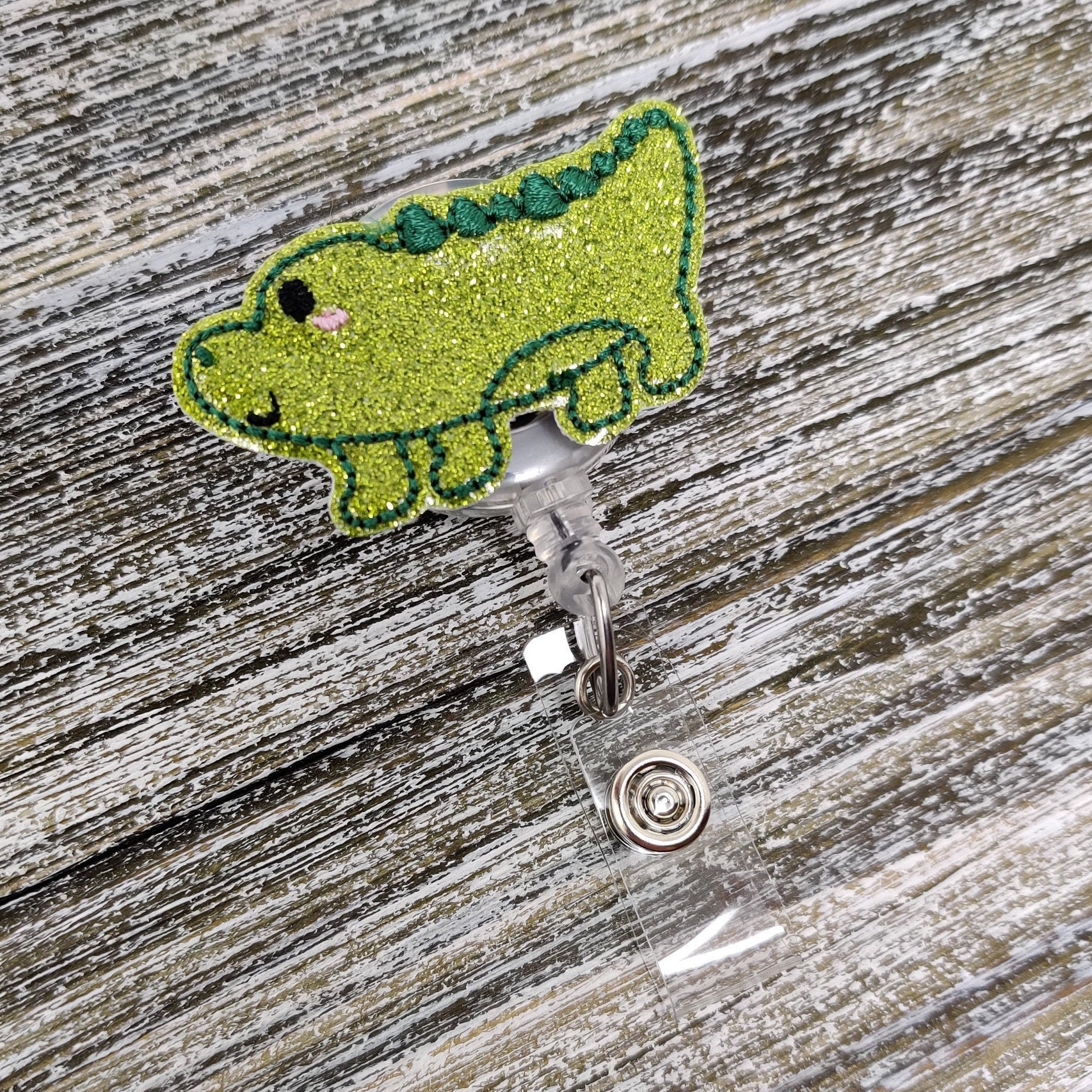 Green Glitter Alligator Badge Holder Green Alligator Badge - Etsy