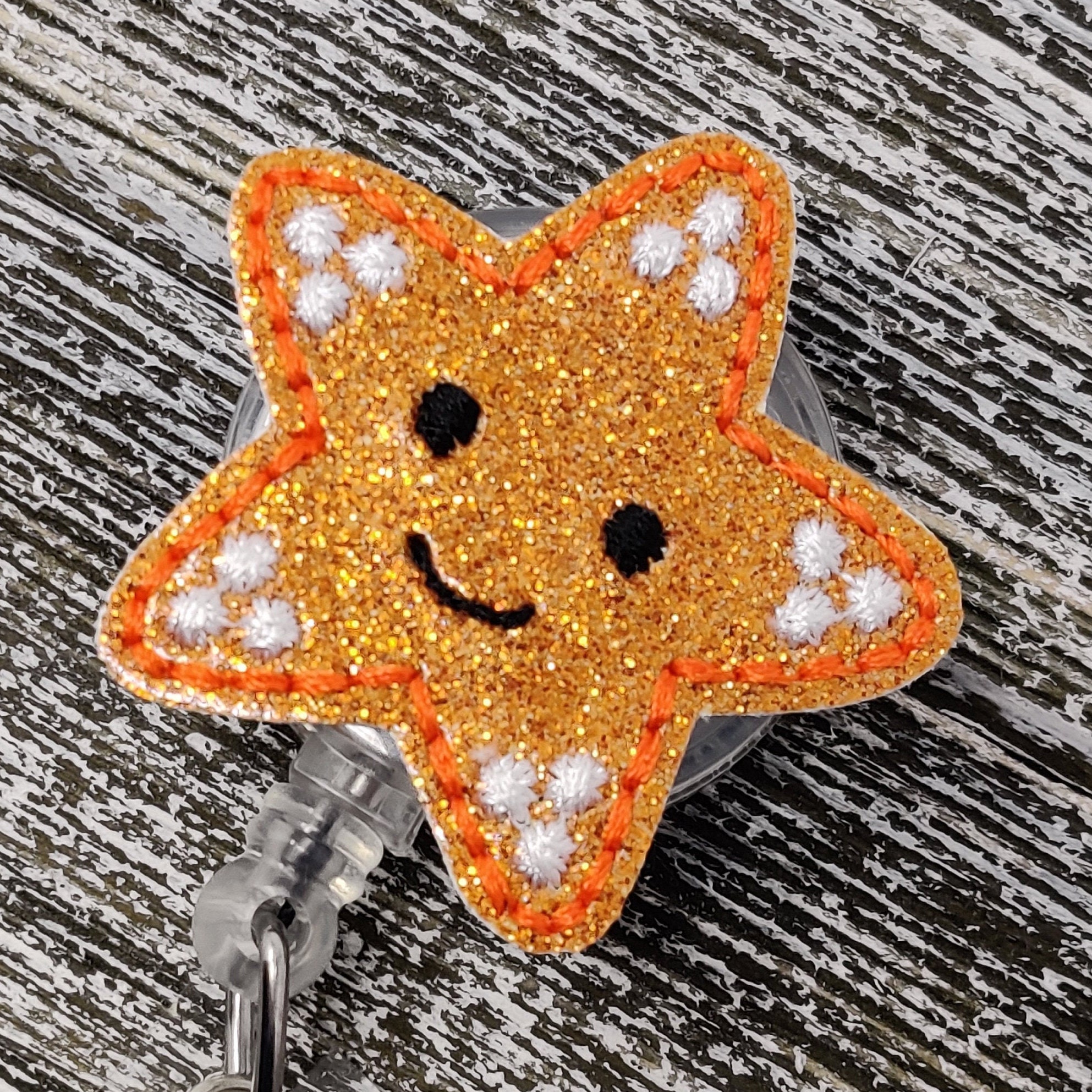 Orange Glitter Sea Star Badge Holder Sea Star Badge Reel | Etsy