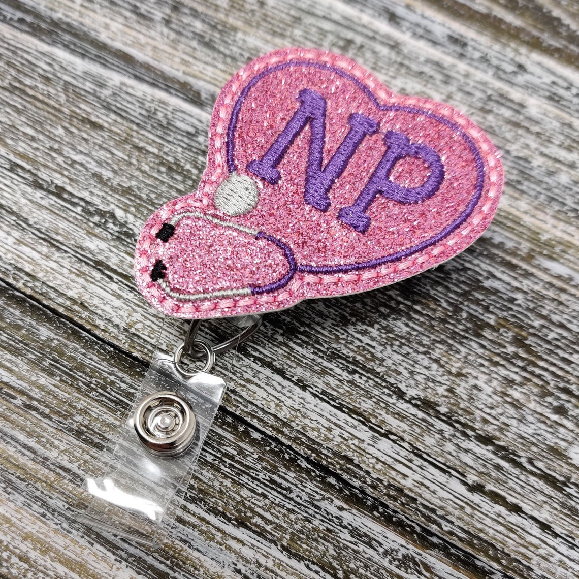 Pink Glitter Nurse Practitioner Badge Holder Nurse | Etsy
