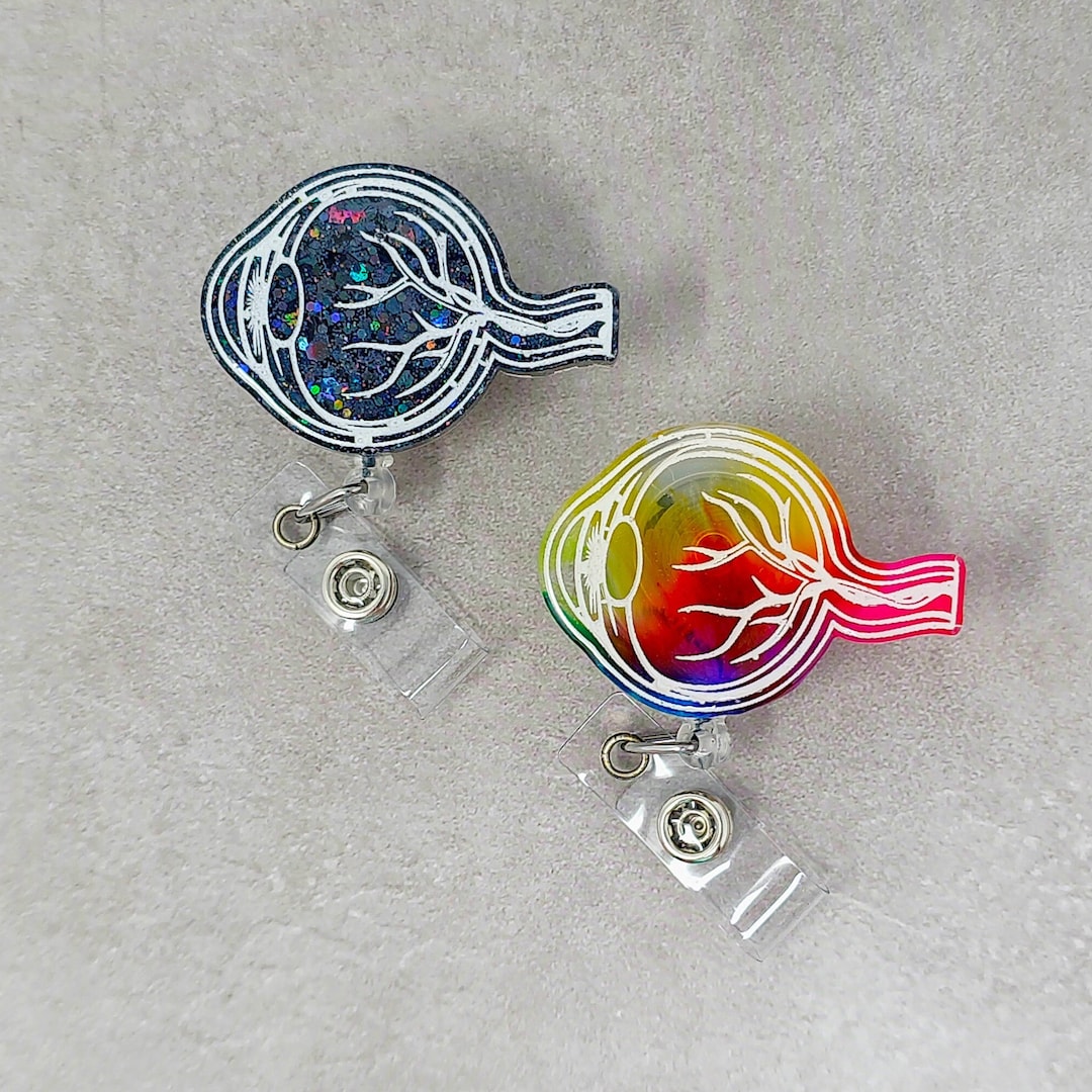 Rose Gold Glitter Resin Eyeball Badge Holder, Eye Badge Holder ...