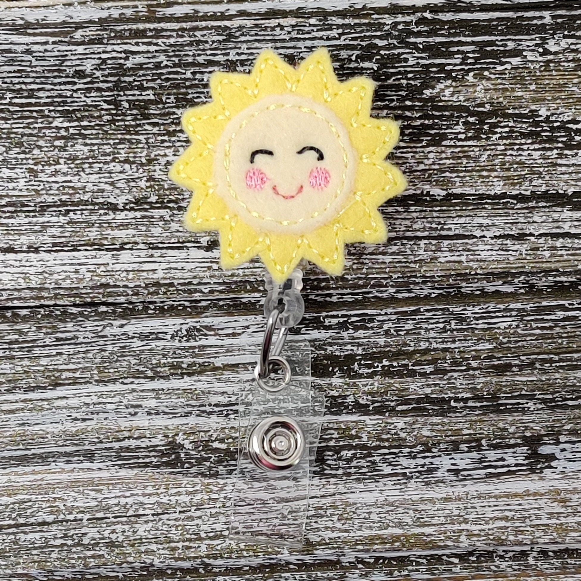Yellow Felt Sunshine Retractable Badge Holder Sunshine Badge - Etsy