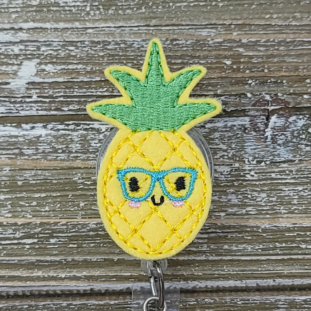 Yellow Felt Nerdy Pineapple Retractable Badge Holder, Nerdy Pineapple Badge Holder - Etsy