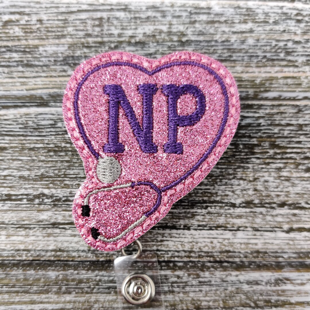 Pink Glitter Nurse Practitioner Badge Holder, Nurse Practitioner Badge ...