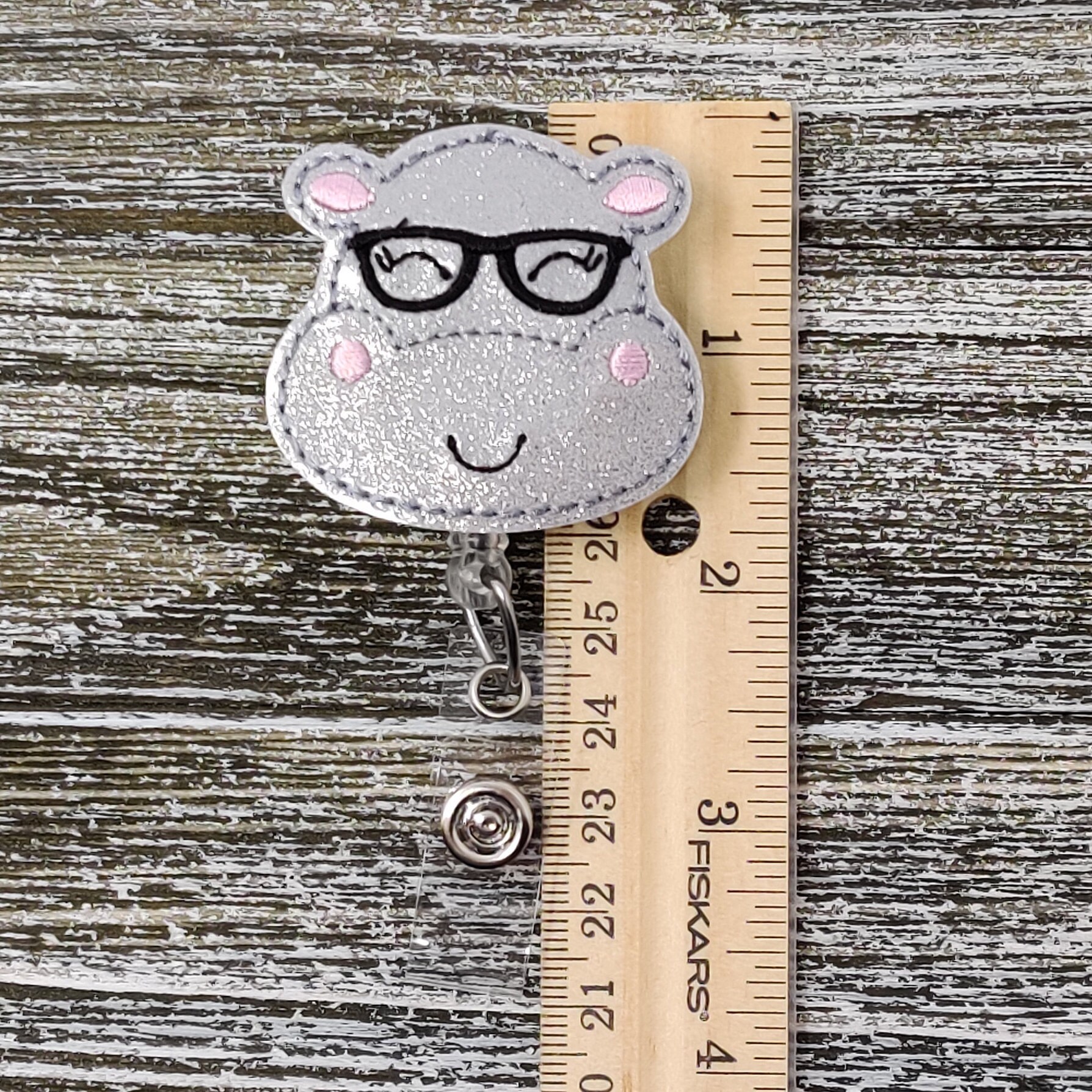 Silver Glitter Vinyl Nerdy Hippo Badge Holder Hippo Badge - Etsy