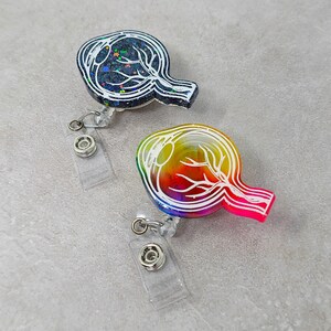 Rose Gold Glitter Resin Eyeball Badge Holder, Eye Badge Holder ...