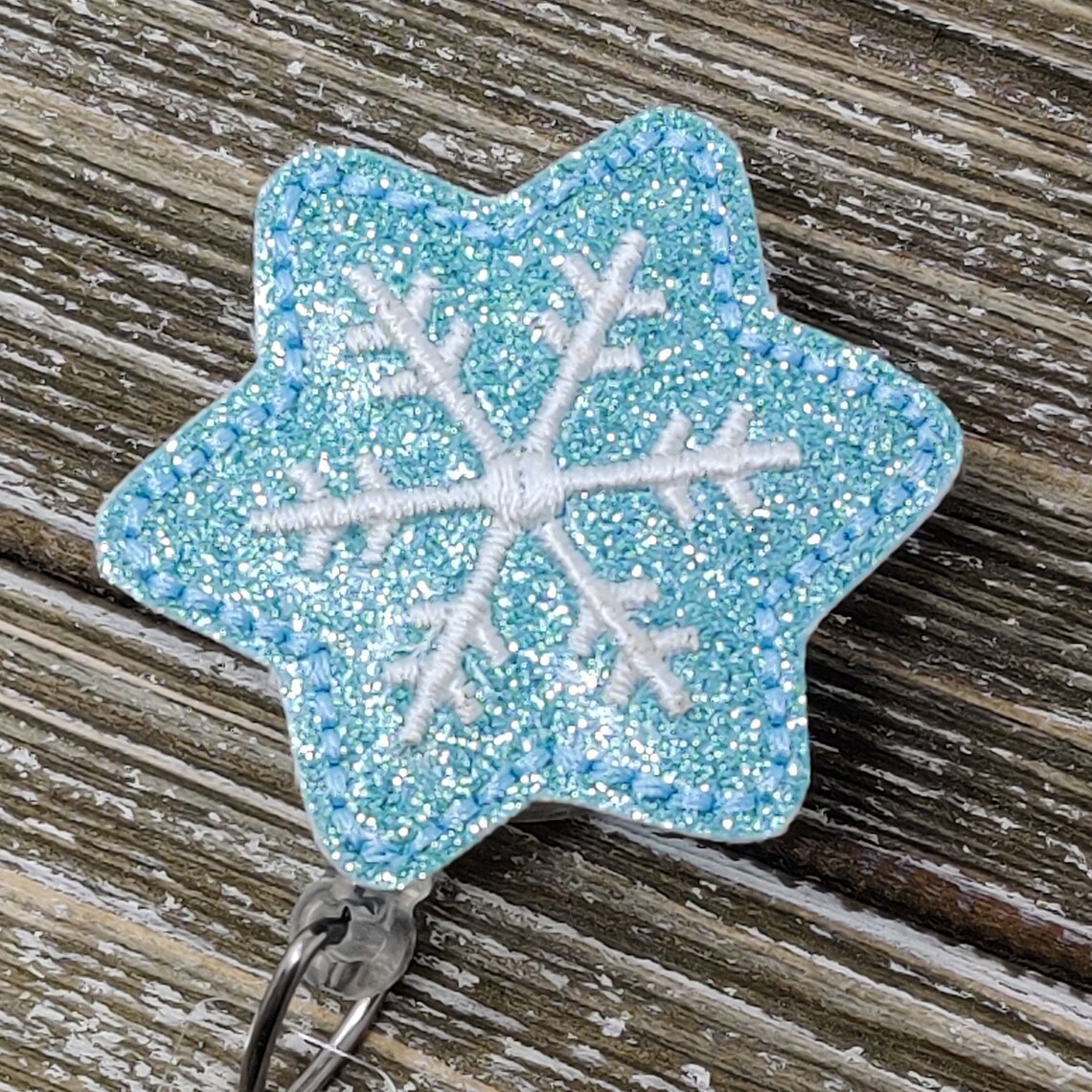 Aqua Glitter Vinyl Snowflake Badge Holder Vinyl Snowflake | Etsy