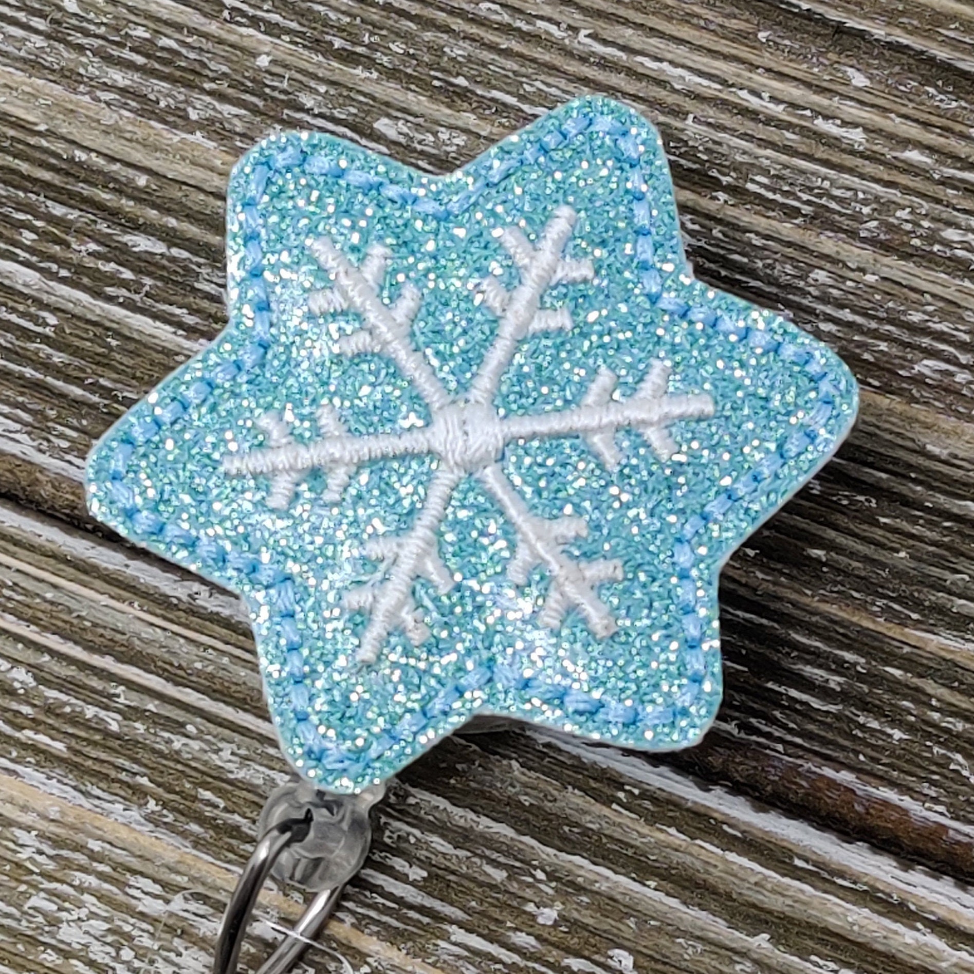 Aqua Glitter Vinyl Snowflake Badge Holder Vinyl Snowflake | Etsy