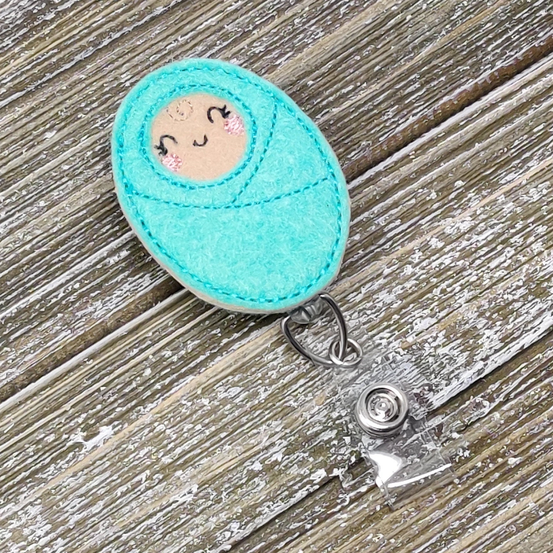 Aqua Felt Swaddled Baby Badge Holder Baby Bundle Badge | Etsy