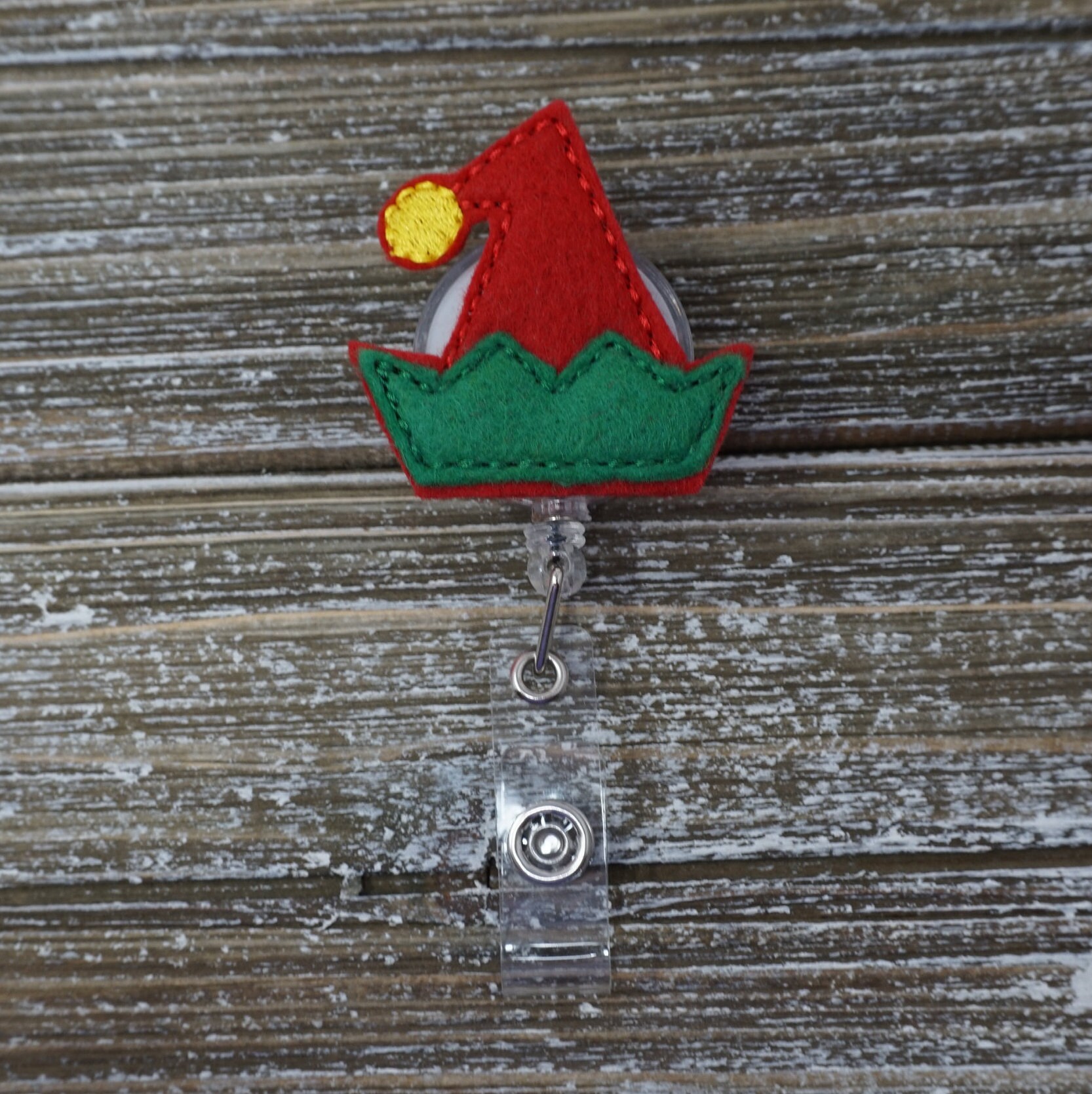 Elf Hat Retractable Badge Reel Holiday Badge Holder Elf Hat | Etsy
